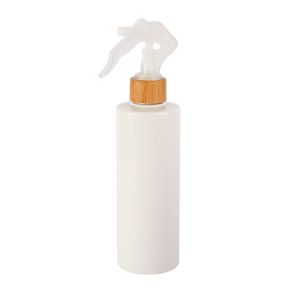 Quality White Flat Shoulders PET Natural Bamboo Trigger Spray Bottle For Perfume Toner for sale