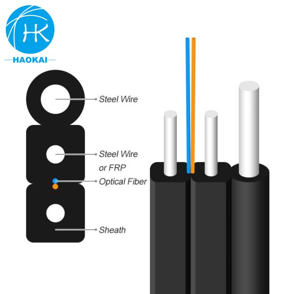 Quality FTTH Aerial Fiber Optic Cable 2core Outdoor Drop Fiber Cable With LSZH Black Color for sale
