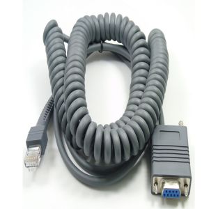 Quality 5M Coiled LS2208 Serial Cable DB9 Female RS232 RJ48 For Barcode Scanner for sale
