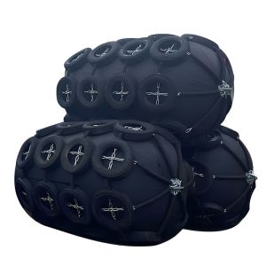 Quality 150X100X100 cm Pneumatic Rubber Fender with Tyres and Chains for Marine for sale