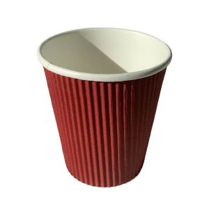 Quality Triple Wall Water Based Paper Cup 8 Oz Plastic Free Embossed Red Flexo Printing for sale