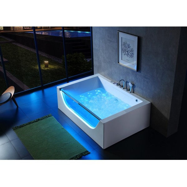 Quality Hot Tub Massage Bathtub With Front Led Glass For 2 Person for sale
