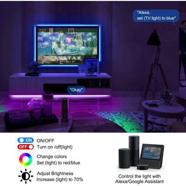 Quality Flexible LED Strip Lights Smart Remote Control RGB Light for Energy and Mood for sale