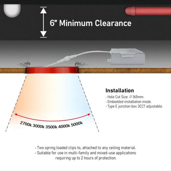 Quality Fire Rated Dimmable LED Downlights 6inch 15w 5cct UL certified For Bathroom for sale