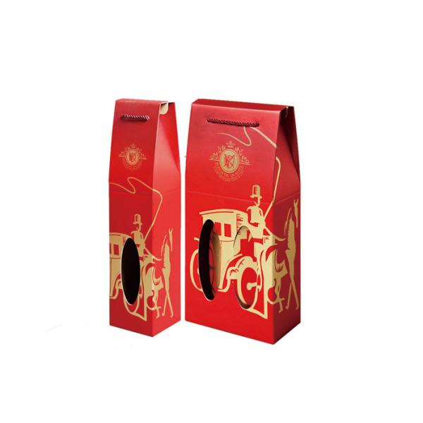 Quality Coloful Wine Gift Box Packaging / Two Window Custom Wine Bottle Boxes for sale
