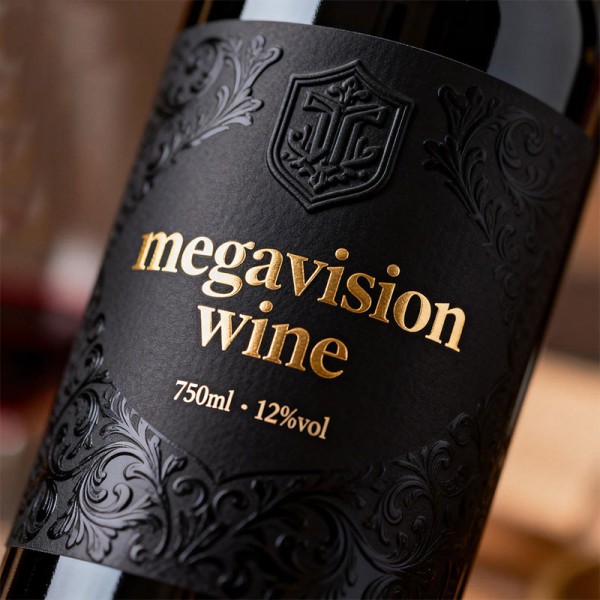 Quality High End Quality Spot UV Gold Logo Black Label Rolls Custom Design Offset Printing 3D Gold Embossed White Paper Wine Label for sale