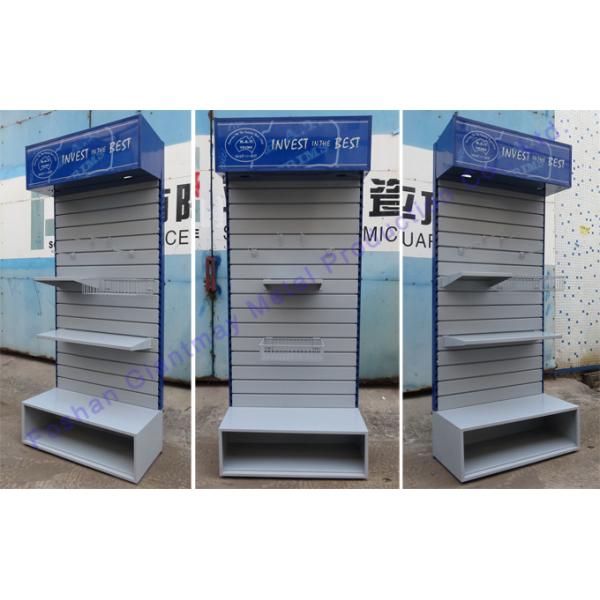 Quality Grocery Shelf Store Mobile Floor Stand Slatwall Display Stands for sale
