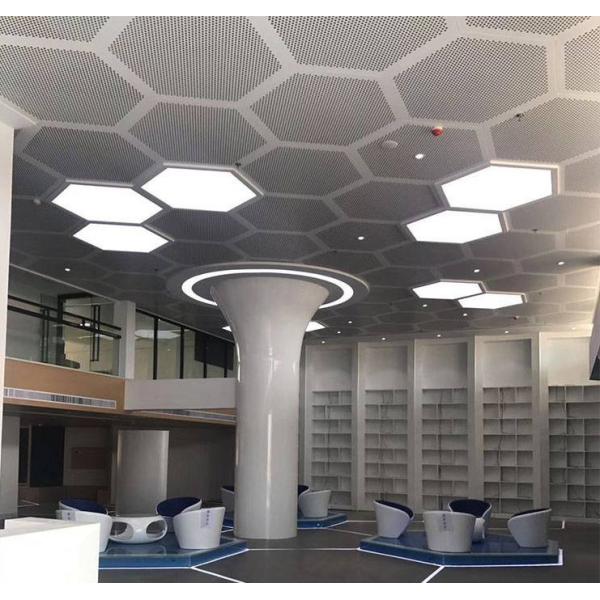 Quality 462x462x462x462x462x462 Perforated Aluminum Metal Ceiling Hexagonal Ceiling Tile With White Color for sale