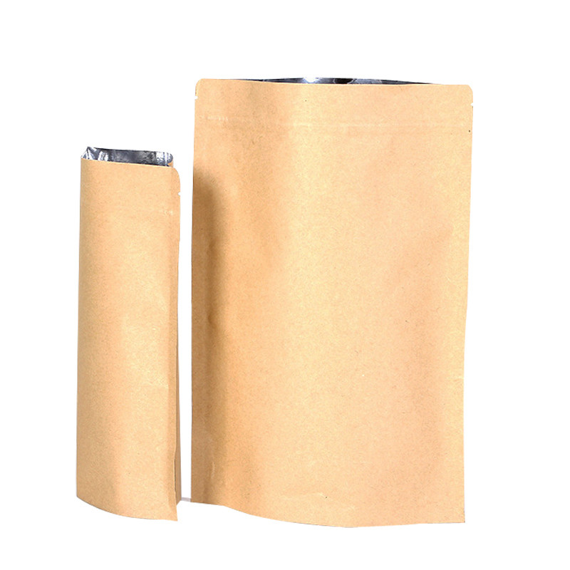 Quality 150microns Custom Printed Kraft Stand Up Pouches Aluminium Foil Lined Waterproof for sale