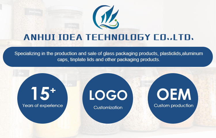 High Quality 50ml 100ml 200ml 250ml 500ml 2oz 8oz Glass Jam Round Jar with Metal Lid