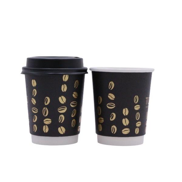 Quality Black Paper Coffee Cup Eco Friendly Compostable For Hot Chocolate Drinks for sale