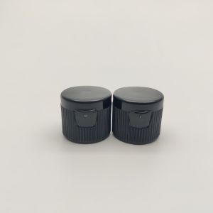 Quality Black Tiny Stripes 18/410 Plastic Flip Top Cap For Cosmetic Toner Bottle for sale