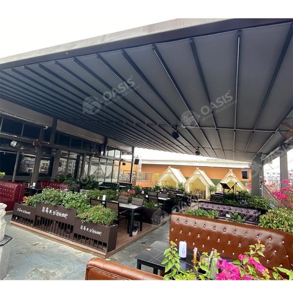 Quality Factory Retractable Fabric Pergola , Metal Pergola With Retractable Roof And Sides for sale