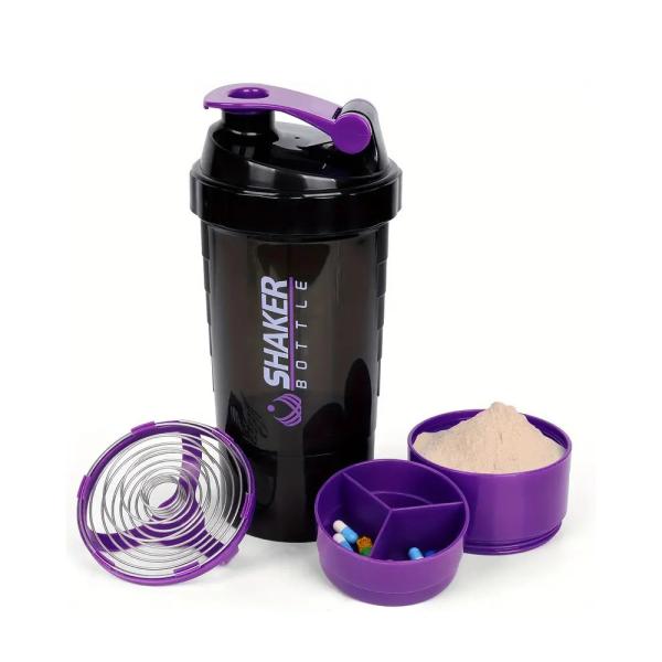 Quality Leak Proof 16oz Fitness GYM Sports Protein Mixes Shaker Bottle with Two Extra Compartments for sale