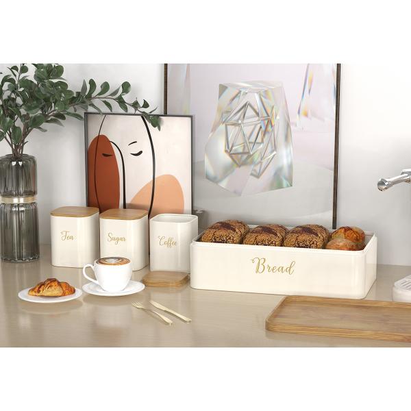 Quality Metal Bread Bin Set Crown Series Kitchen Storage Containers for Bread Tea and for sale