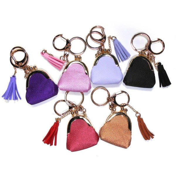 Quality Handhold Purple Polyester Mini Coin Bag Keychain Laser Logo ROHS Approved for sale