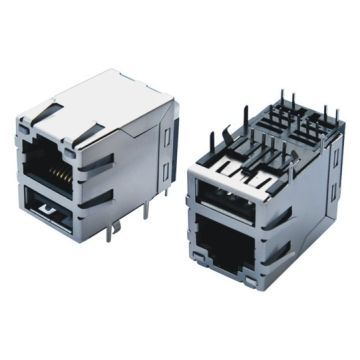 Quality Integrated Tab Up RJ45 USB Network Connector with usb 2.0 for PCMCIA Net Card for sale