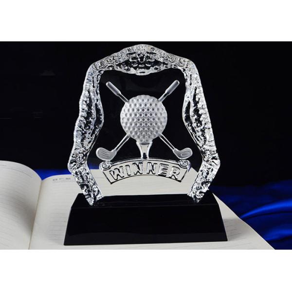 Quality Polished K9 Crystal Golf Ball Trophy , Custom Logo Golf Club Trophy for sale