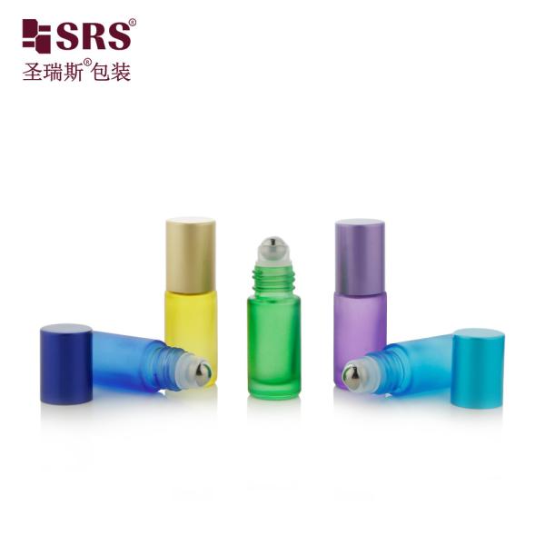 Quality Luxury Colorful Painted Matte Finished Glass Roller Ball Bottle Perfume Oil for sale