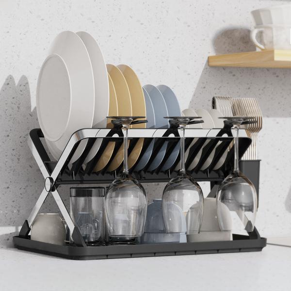 Quality Foldable Stainless Steel Dish Rack For Rectangle Plates for sale