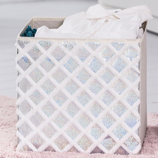 Quality White Fabric Cozy Organizer , Foldable Storage Cubes for sale