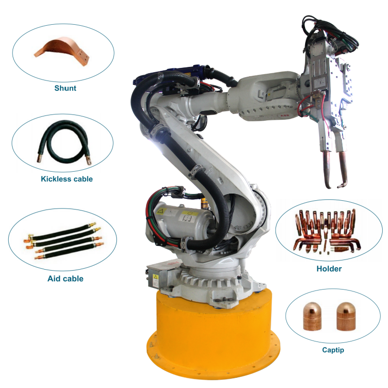 Industrial applications for spot welding secondary cables