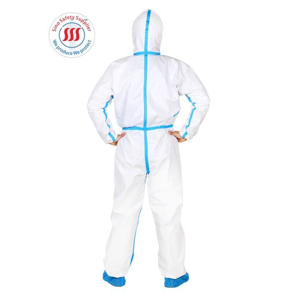 Quality PPE Non Woven Hazmat Suit White Chemical Uniform Disposable Jumpsuit Medical for sale