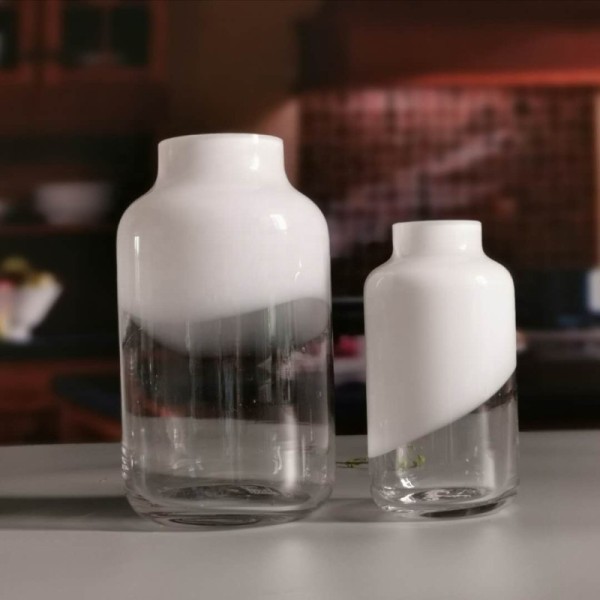Quality Hand Made Solid White Top Half Ceramic Glass Jar Vase for sale