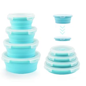 Quality Collapsible Bowls For Camping Set Of 4 Silicone Food Storage Containers With for sale