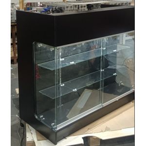 Quality 48"Wx22"Dx42"H Ledgetop Counter With Showcase Front Tempered Glass Top And Wood for sale