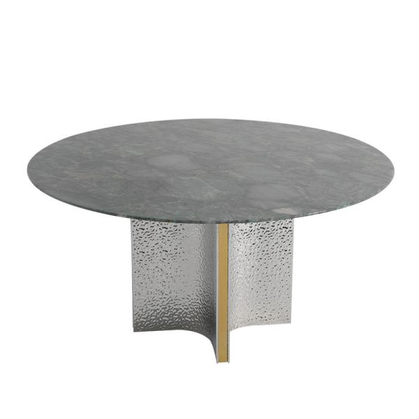Quality Round Marble Top Dining Table Set 6 Seater Brushed Gold Color for sale