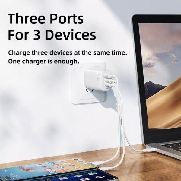 Quality 65W USB Type C GAN Wall Charger EU Plug for Fast Charging Laptops and Phones for sale