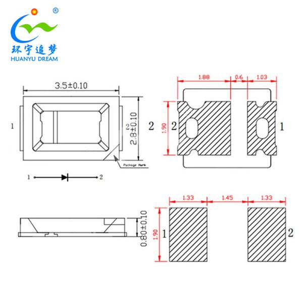 Quality High Voltage 2835 SMD LED Chip 18V 36V 54V 72V Phosphor Red for sale