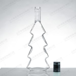 Quality Glass Collar Frosted Clear Decorative Blown Fancy Liquor Wine Bottles for for sale