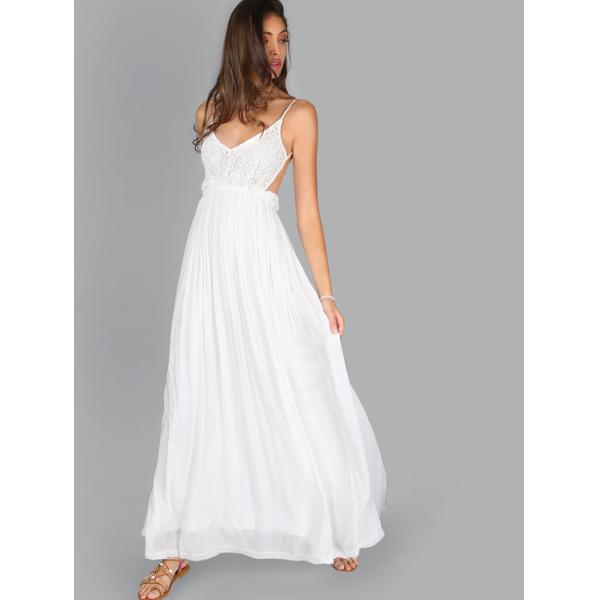 Quality Greek Goddess V neck Maxi Crochet Dress Summer Apparel for sale