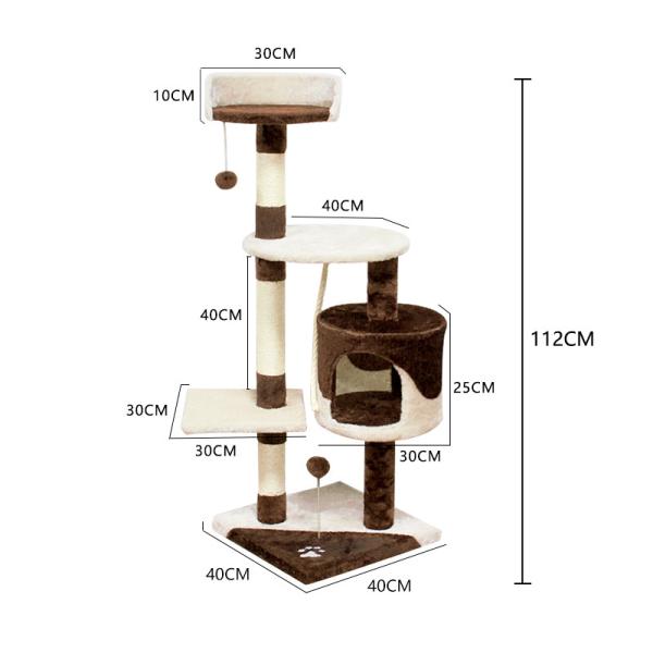 Quality 112cm Sisal Short Plush Climbing Cat Tree Tower for sale