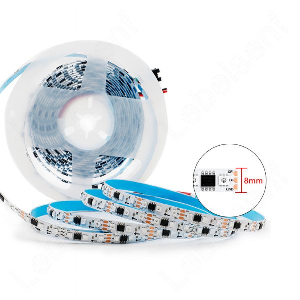 Quality 8mm Narrow LED Pixel Strip Light , RGB 5050 3535 Magic Dream Color LED Strip for sale
