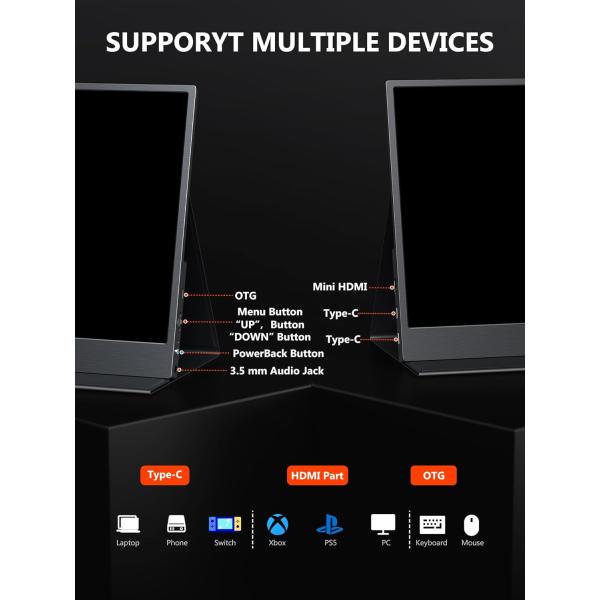Quality Laptop 13.3" UHD IPS 4K Portable Monitor USB C HDMI pS5 Gaming Display for sale