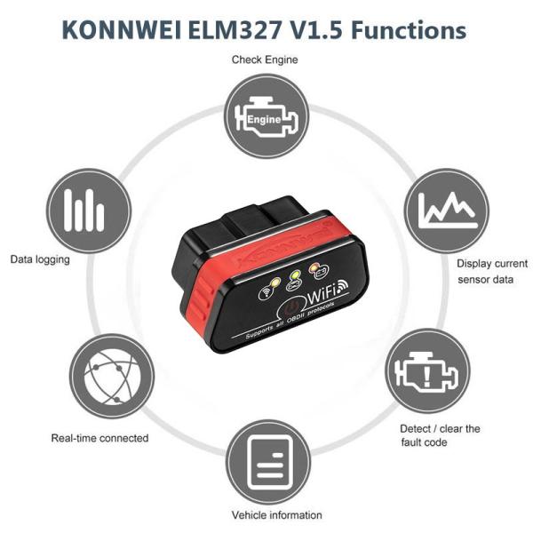 Quality Easy Installation Konnwei Scan Tool KONNWEI KW901 WIFI Obd2 V1.5 Elm327 for sale