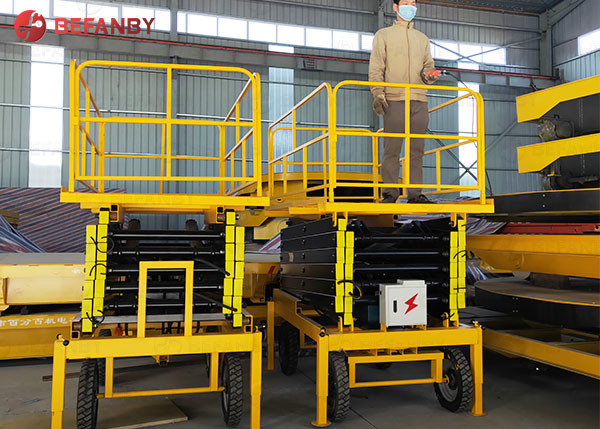 Quality 450kg Battery Hand Push Terrain Scissor Lift for sale