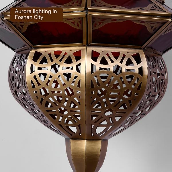 Quality Arabic Style Stained Copper Glass Wall Lights With Switch Control for sale