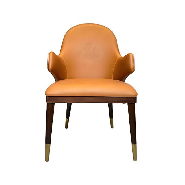 Quality Customized brown Dining Chairs PU Leather Hotel Furniture Medium Back for sale