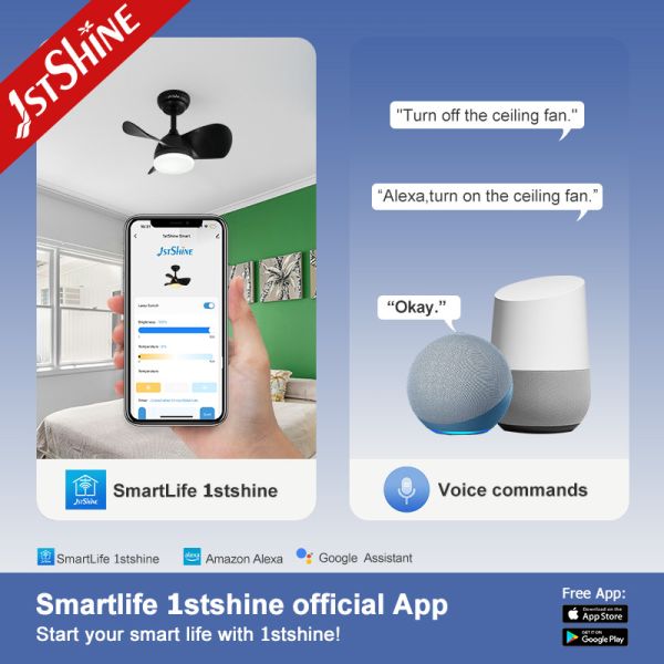 Quality Led Light Small Ceiling Fan Decorative Quiet DC Motor For Small Room for sale