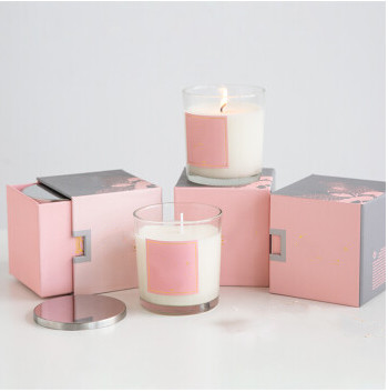 Quality Rigid Cardboard Candle Packaging Box Vanishing Pink Printing FSC for sale