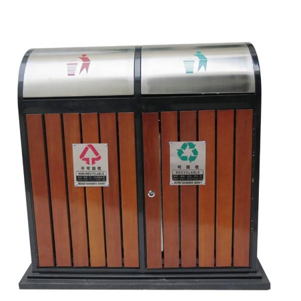 Quality Rectangular 30L 7.9gal Double Wooden Trash Bin for sale