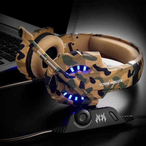 Quality 2.2kohm Wired Kotion Each G2600 Camo Gaming Headset for sale