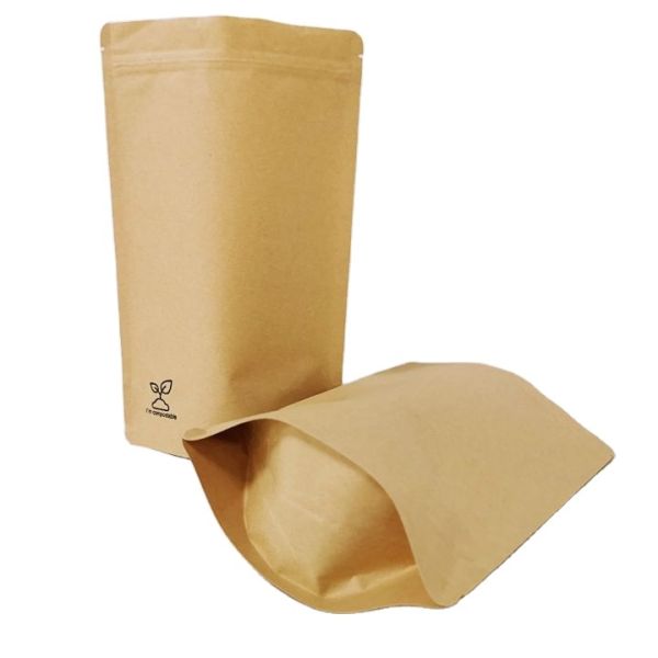 Quality Bio Pla  Pouch Bag Biodegradable Stand up Pouch Kraft Paper Compostable Package Zipper Bag Food Packaging Flat Bottom Pouch for sale