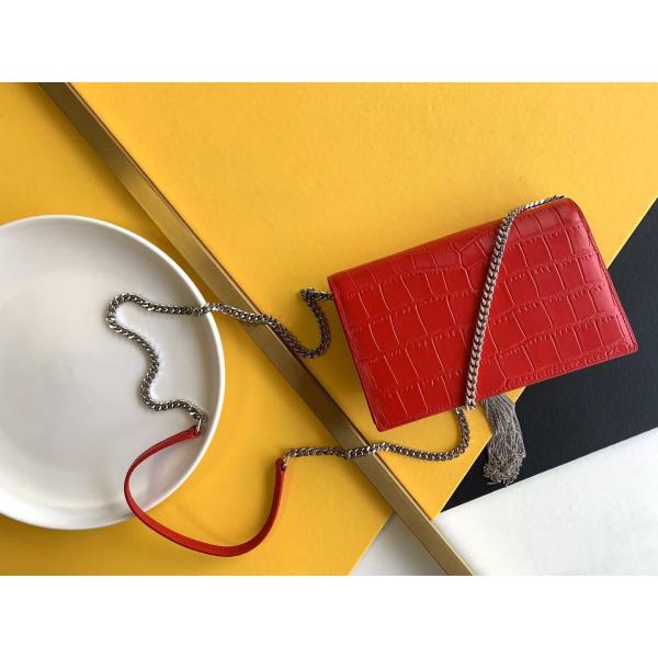 Quality Medium Kate Tassel Red YSL Saint Laurent Woc Zipper Closure for sale