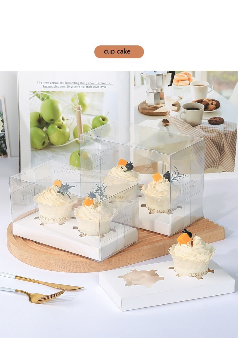 High Quality Regular Supply 12 Holes Transparent Cupcake Box Kraft Paper Cupcake Boxes/ Take Away Container with Lining
