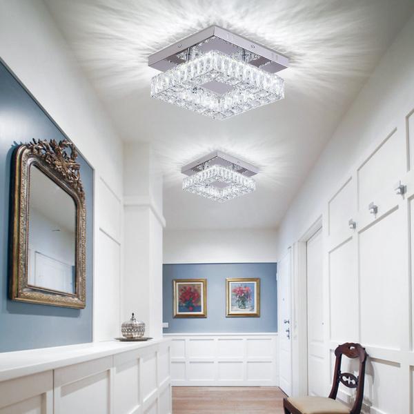 Quality Factory Square Flush Mount Crystal Chandelier Ceiling Fan For Kitchen Bathroom for sale